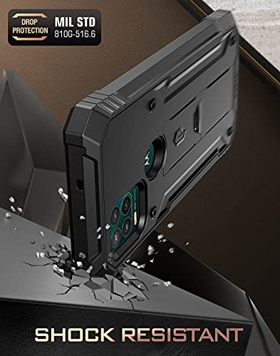 Poetic Revolution Series Case for Moto G Stylus 5G (2021), Model # XT2131, Full-Body Rugged Dual-Layer Shockproof Protective Cover with Kickstand and Built-in Screen Protector, Black