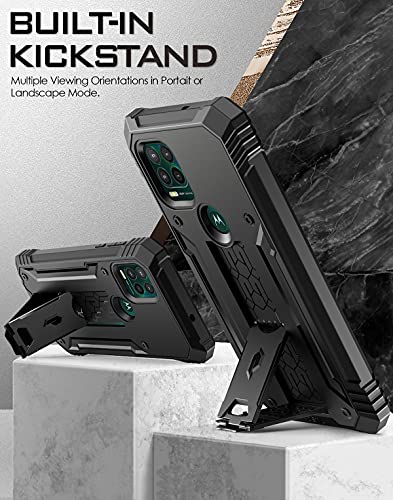 Poetic Revolution Series Case for Moto G Stylus 5G (2021), Model # XT2131, Full-Body Rugged Dual-Layer Shockproof Protective Cover with Kickstand and Built-in Screen Protector, Black