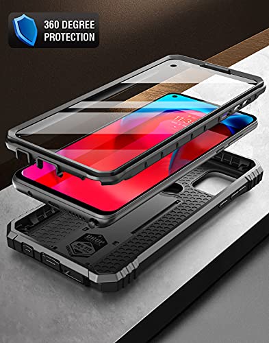 Poetic Revolution Series Case for Moto G Stylus 5G (2021), Model # XT2131, Full-Body Rugged Dual-Layer Shockproof Protective Cover with Kickstand and Built-in Screen Protector, Black