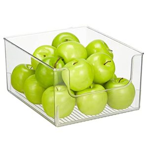 mdesign modern plastic open front dip storage organizer bin basket for kitchen organization - shelf, cupboard, cabinet, and pantry organizing decor - ligne collection - clear