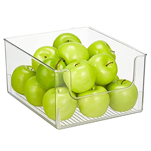 mDesign Modern Plastic Open Front Dip Storage Organizer Bin Basket for Kitchen Organization - Shelf, Cupboard, Cabinet, and Pantry Organizing Decor - Ligne Collection - Clear