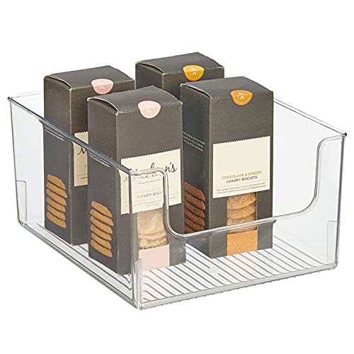 mDesign Modern Plastic Open Front Dip Storage Organizer Bin Basket for Kitchen Organization - Shelf, Cupboard, Cabinet, and Pantry Organizing Decor - Ligne Collection - Clear