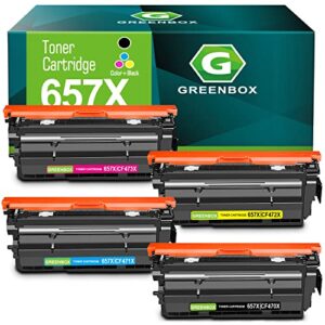 greenbox compatible toner cartridge replacement for hp 657x cf470x cf471x cf472x cf473x for color enterprise mfp m681dh m681f m681 flow mfp m681f m681z m682z printer (4 pack)