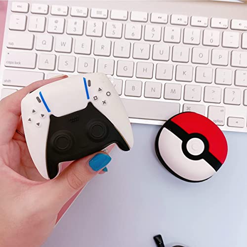 [2 Pack] TOLUOHU Case for Samsung Galaxy Buds 2(2021)/Galaxy Buds Live(2020)/Galaxy Buds Pro(2021),3D Cute Cartoon Kawaii Funny Fashion Shockproof Soft Silicone Cover with Keychain(Cute Ball+PS5)