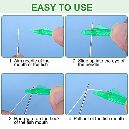 PAGOW Sewing Needle Inserters, Fish Type Needle Threaders for Hand Sewing, Quick Sewing Threader Needle DIY Tool for Small Eyes, Embroidery Floss, Sewing Plastic Wire Loop (1 1/4 Inch)30 PCS