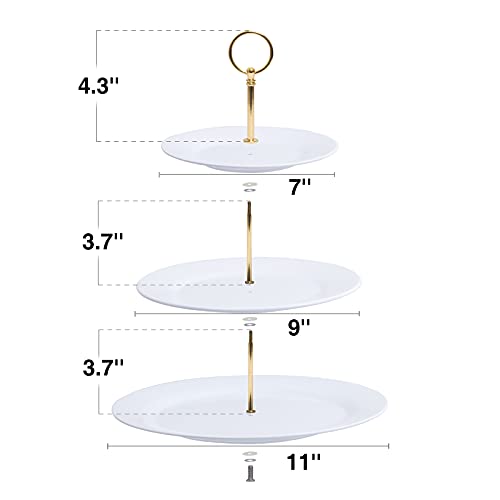 TP 3-Tier Cupcake Stand Melamine Serving Tray Unbreakable Dessert Stand Fruit Candy Display Tower for Wedding Birthday Tea Party and Baby Shower, White