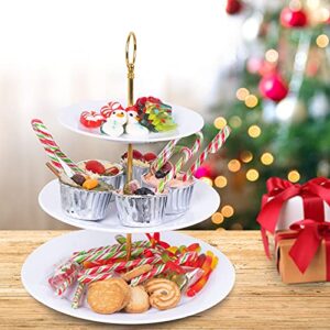 TP 3-Tier Cupcake Stand Melamine Serving Tray Unbreakable Dessert Stand Fruit Candy Display Tower for Wedding Birthday Tea Party and Baby Shower, White