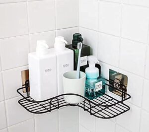 nc corner shower caddy shelf,bathroom organizer,wall mounted bathroom shelf with adhesive,storage organizer for toilet, dorm and kitchen black