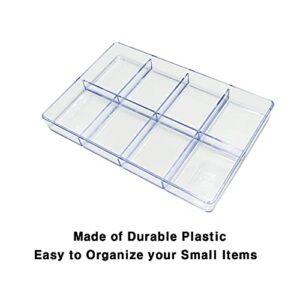 carrotez Makeup Organizer, Drawer Organizer, 8 Grid Plastic Storage Organizer, Clear Plastic Compartment Organizer for Makeup, Jewelry, Accessories