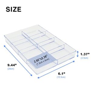 carrotez Makeup Organizer, Drawer Organizer, 8 Grid Plastic Storage Organizer, Clear Plastic Compartment Organizer for Makeup, Jewelry, Accessories