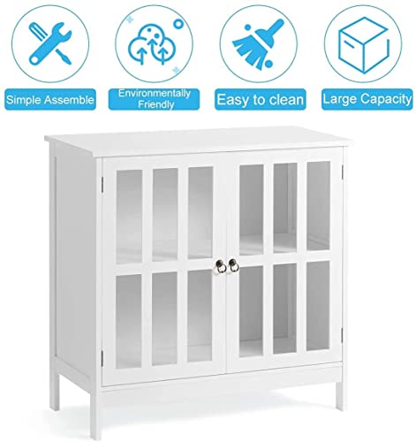 MELLCOM Wooden Storage Cabinet, Sideboard Console, Buffet Cabinet Entryway Kitchen Dining Console Living Room, White