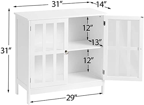 MELLCOM Wooden Storage Cabinet, Sideboard Console, Buffet Cabinet Entryway Kitchen Dining Console Living Room, White