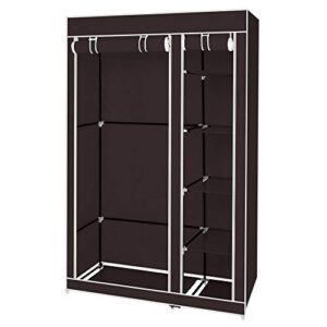 deuxff storage closet,high-leg non-woven fabric assembled cloth clothes organizer,simple closet shelves, closet storage organizer, extra strong and durable (dark brown, 5-layer 6-compartment)