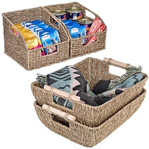 storageworks hand-woven seagrass wicker baskets set