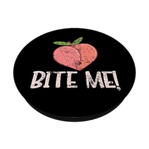 Peach Bite Me Fruit Summer Peachy Humor PopSockets Swappable PopGrip