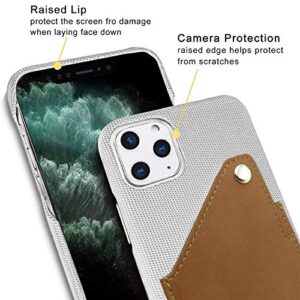 LUCKYCOIN for iPhone Xs Max Premium Fabric Top Grain Real Leather Slim Crossbody Phone Case with Card Holder Card Slot Adjustable & Detachable Leather Strap for Apple iPhone Xs Max 6.5 inch White