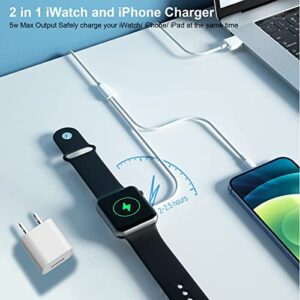 [Apple MFi Certified] 2 in 1 iPhone and Watch Charger 6.6 FT Fast iWatch Charging Cable with USB Wall Charger Travel Plug for Apple Watch Series 8/7/6/SE/5/4/3/2/1/Ultra & iPhone 14/13/12/Pro/Max/XR/X