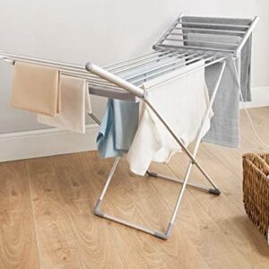 tonchean Heated Drying Rack Folding Electric Clothes Drying Rack, Collapsible Laundry Drying Rack, Free-Standing Heating Garment Dryer Towel Rail Space Saving for Home Indoor/Outdoor