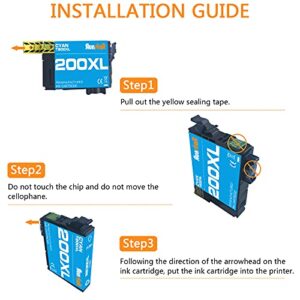 Run Star 2 Pack 200XL Cyan Remanufactured Ink Cartridge Replacement for Epson 200XL for Epson Expression Home XP-200 XP-300 XP-310 XP-400 XP-410 Workforce WF-2520 WF-2530 WF-2540 Printer (2 Cyan)