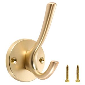 bilindasly gold hooks bath towel hooks heavy duty brass wall door hook hanger clothes hooks for hanging coats hat hooks towel hooks for bathrooms bedroom kitchen key hanger hooks, 1 pack