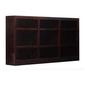 bowery hill traditional 36" tall 9-shelf triple wide wood bookcase in cherry