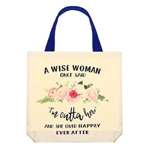 retirement bag retirement canvas tote bag with funny flower inspirational canvas handbag grocery shopping bag reusable tote bag large shoulder bag for women men retirees work , 15.8 x 15 inch