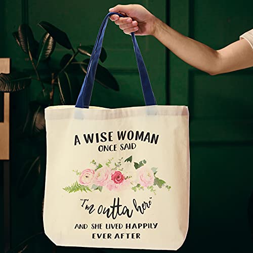 Retirement Bag Retirement Canvas Tote Bag with Funny Flower Inspirational Canvas Handbag Grocery Shopping Bag Reusable Tote Bag Large Shoulder Bag for Women Men Retirees Work , 15.8 x 15 Inch