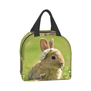 PrelerDIY Cute Rabbit Lunch Box - Insulated Lunch Bags for Kids Boys Girls Reusable Lunch Tote Bags, Perfect for School/Camping/Hiking/Picnic/Beach/Travel