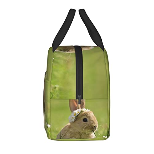 PrelerDIY Cute Rabbit Lunch Box - Insulated Lunch Bags for Kids Boys Girls Reusable Lunch Tote Bags, Perfect for School/Camping/Hiking/Picnic/Beach/Travel