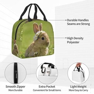 PrelerDIY Cute Rabbit Lunch Box - Insulated Lunch Bags for Kids Boys Girls Reusable Lunch Tote Bags, Perfect for School/Camping/Hiking/Picnic/Beach/Travel