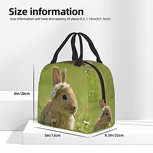 PrelerDIY Cute Rabbit Lunch Box - Insulated Lunch Bags for Kids Boys Girls Reusable Lunch Tote Bags, Perfect for School/Camping/Hiking/Picnic/Beach/Travel