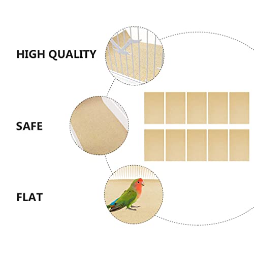 NUOBESTY 10 Sheets Bird Cage Gravel Paper Parrot Cage Sandpapers Cushion Pad Pet Animal Bedding Accessories for Parakeets Cockatiels Conures Claw Grinding Random Color |16.92x11.02 inch