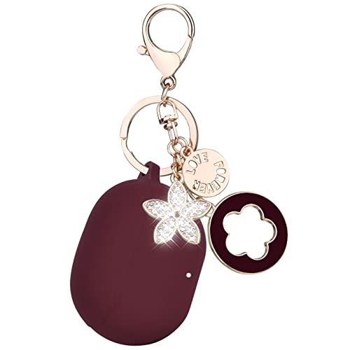 Beats Studio Buds Case Cover with Cute Bling Keychain,OLEBAND Silione Protective and Anti-Slip Earbds Cover for Beats Studio Charging Case,LED Visible,for Women and Girls,Burgundy