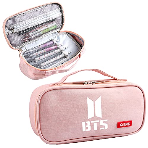 ZH&GE Kpop BTS Merchandise Large Capacity Pencil Case Storage Pouch for Army Gifts, Pink