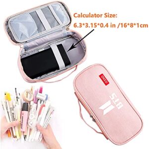 ZH&GE Kpop BTS Merchandise Large Capacity Pencil Case Storage Pouch for Army Gifts, Pink