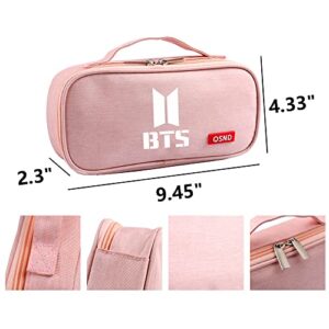 ZH&GE Kpop BTS Merchandise Large Capacity Pencil Case Storage Pouch for Army Gifts, Pink