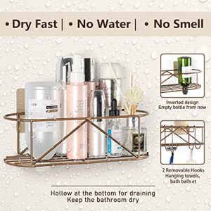 Ekero Shower Caddy Shower Organizer Shelf,Rustproof Shower Rack,No Drilling Shower Basket Adhesive Wall Mounted,Soap Holder with Hooks,Shower Storage for Bathroom Shower Kitchen 3-pack Bronze