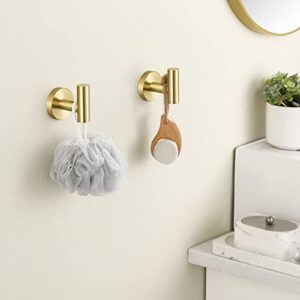 KES Bath Robe Hook Towel Hook for Bathroom Kitchen SUS304 Stainless Steel Wall Mount Brushed Gold 2 Pack, A2164-BZ-P2