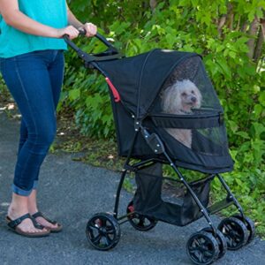 Pet Gear No-Zip Happy Trails Lite Pet Stroller for Cats/Dogs, Zipperless Entry, Easy Fold with Removable Liner, Safety Tether, Storage Basket + Cup Holder, 4 Colors