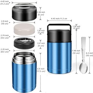 SSAWcasa Food Thermos,34oz Soup Thermos for Hot Food,Insulated Food Container,Wide Mouth Lunch Thermos Food Jar with Spoon,Leak Proof Stainless Steel Vacuum Thermal Bento Box Flask for Adult (Blue)