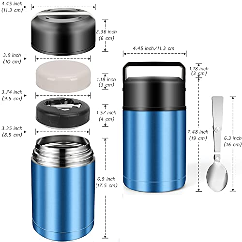 SSAWcasa Food Thermos,34oz Soup Thermos for Hot Food,Insulated Food Container,Wide Mouth Lunch Thermos Food Jar with Spoon,Leak Proof Stainless Steel Vacuum Thermal Bento Box Flask for Adult (Blue)