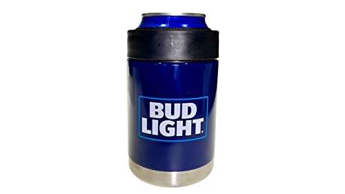 Bud Light Stainless Steel Can Insulator, Insulated Beverage Holder for Standard Size Can and Bottle, Can Cooler for Beer and Soda