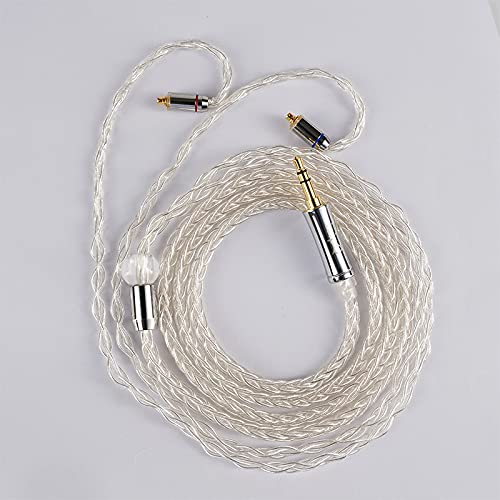 High Sound Quality 8 Strands 4N Pure Silver Earphone Wire MMCX 0.78mm 2Pin QDC TFZ Upgrade Earphone Cable Headphone Replacement Upgrade Cable (MMCX, 3.5mm)