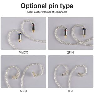 High Sound Quality 8 Strands 4N Pure Silver Earphone Wire MMCX 0.78mm 2Pin QDC TFZ Upgrade Earphone Cable Headphone Replacement Upgrade Cable (MMCX, 3.5mm)