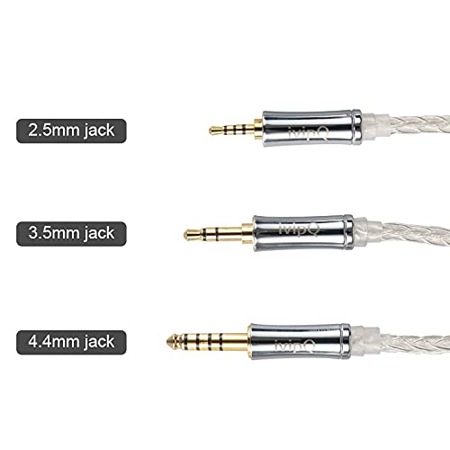 High Sound Quality 8 Strands 4N Pure Silver Earphone Wire MMCX 0.78mm 2Pin QDC TFZ Upgrade Earphone Cable Headphone Replacement Upgrade Cable (MMCX, 3.5mm)