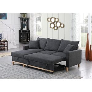 Lilola Home Colton Dark Gray Woven Reversible Sleeper Sectional Sofa with Storage Chaise