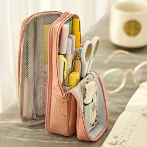 Big Capacity Pencil Case Standing Pen Holder Large Storage Stationery Case Cute Pencil Pouch Bag School College Office Organizer Back to School Supplies for Kids Boys Girls Teens (Green)