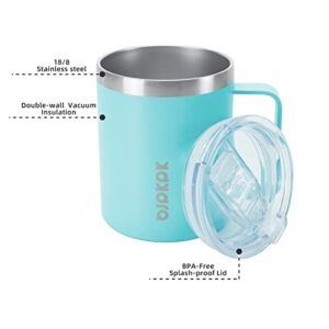 BJPKPK 2 pcs Insulated Coffee Mug, 14oz Insulated Coffee Mug with Lid,Stainless Steel Insulated Coffee Mug with Splash Proof Lid-Turquoise