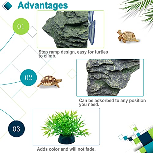 Tfwadmx Turtle Basking Platform Tortoise Dock Resin Resting Rock Aquatic Habitat Accessories Aquarium Landscape Decoration for Frogs, Newts, Salamanders, Reptiles(L)