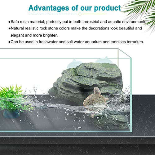 Tfwadmx Turtle Basking Platform Tortoise Dock Resin Resting Rock Aquatic Habitat Accessories Aquarium Landscape Decoration for Frogs, Newts, Salamanders, Reptiles(L)